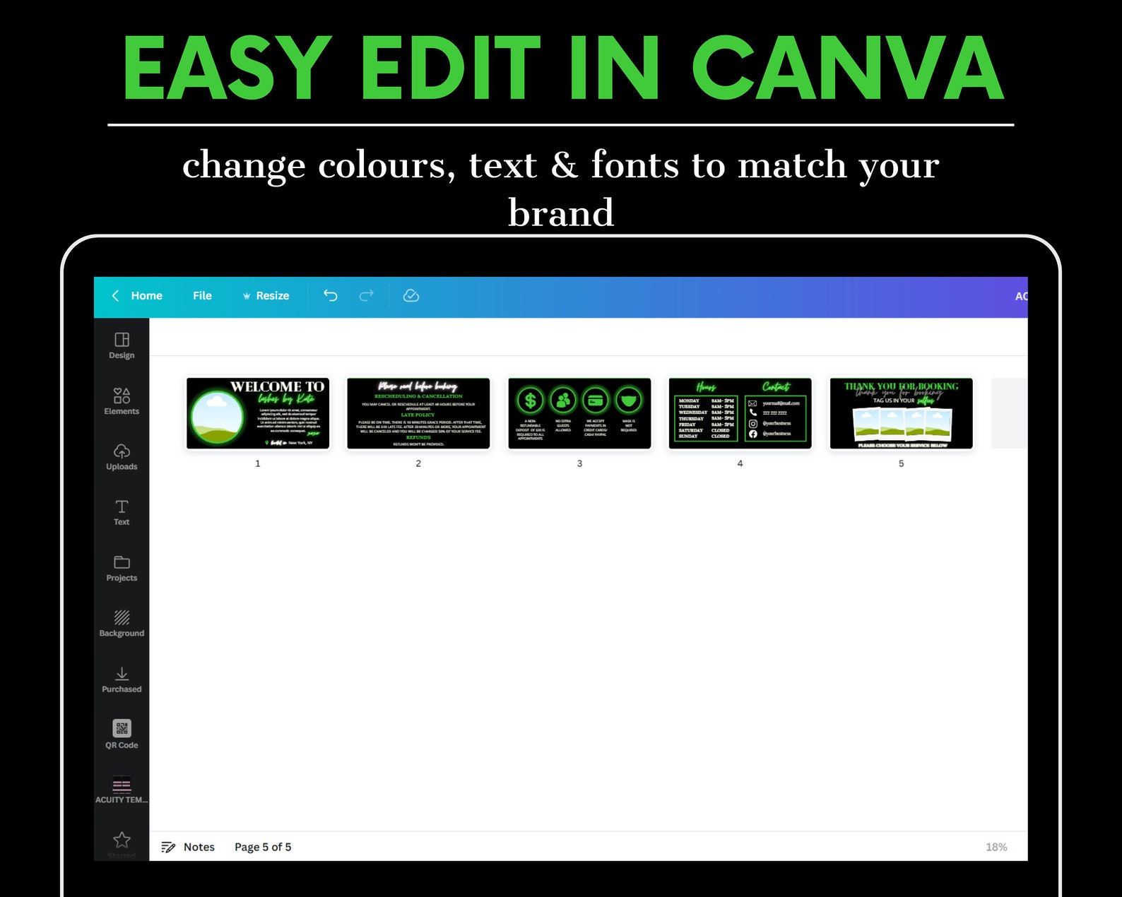 Neon Green Acuity Scheduling Template DIY Booking Site - Etsy