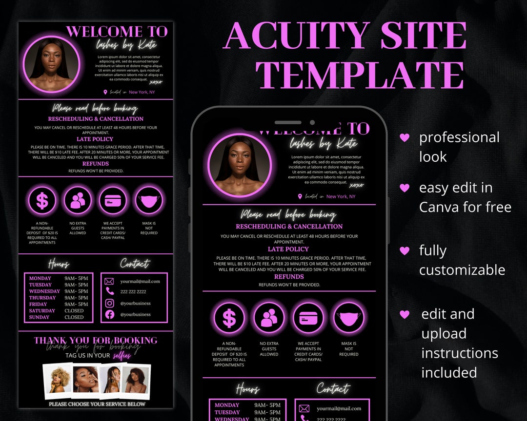 Neon Acuity Scheduling Template, DIY Acuity Booking Site Template ...