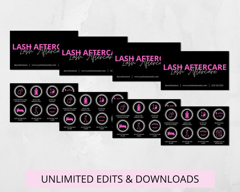 Lash Aftercare Card Template Printable Eyelash Care Cards - Etsy