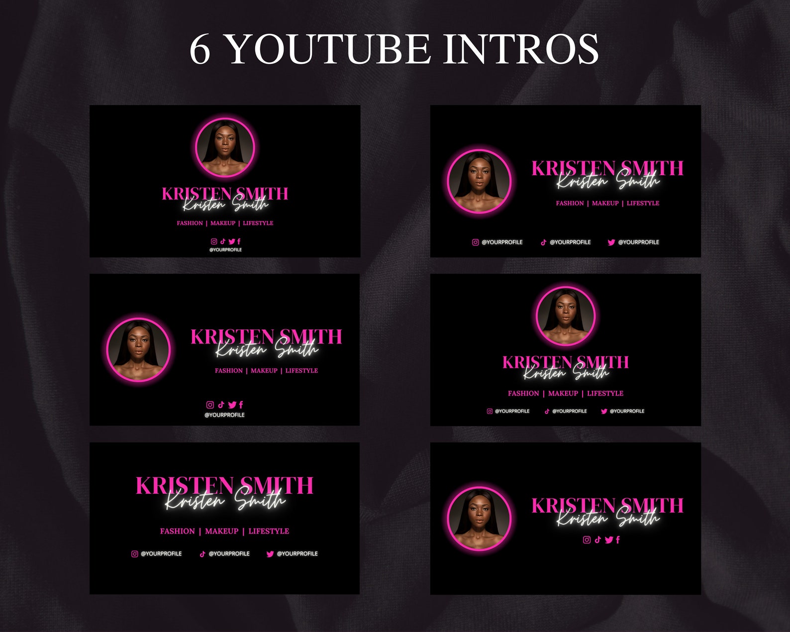 Neon Youtube Branding Kit, Editable Youtube Banner, Intro, Outro, End ...