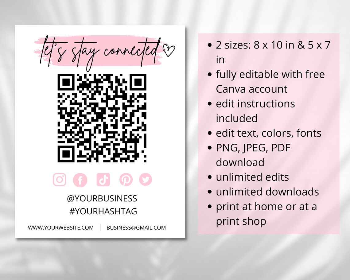 Editable Let's Stay Connected Template Social Media QR - Etsy