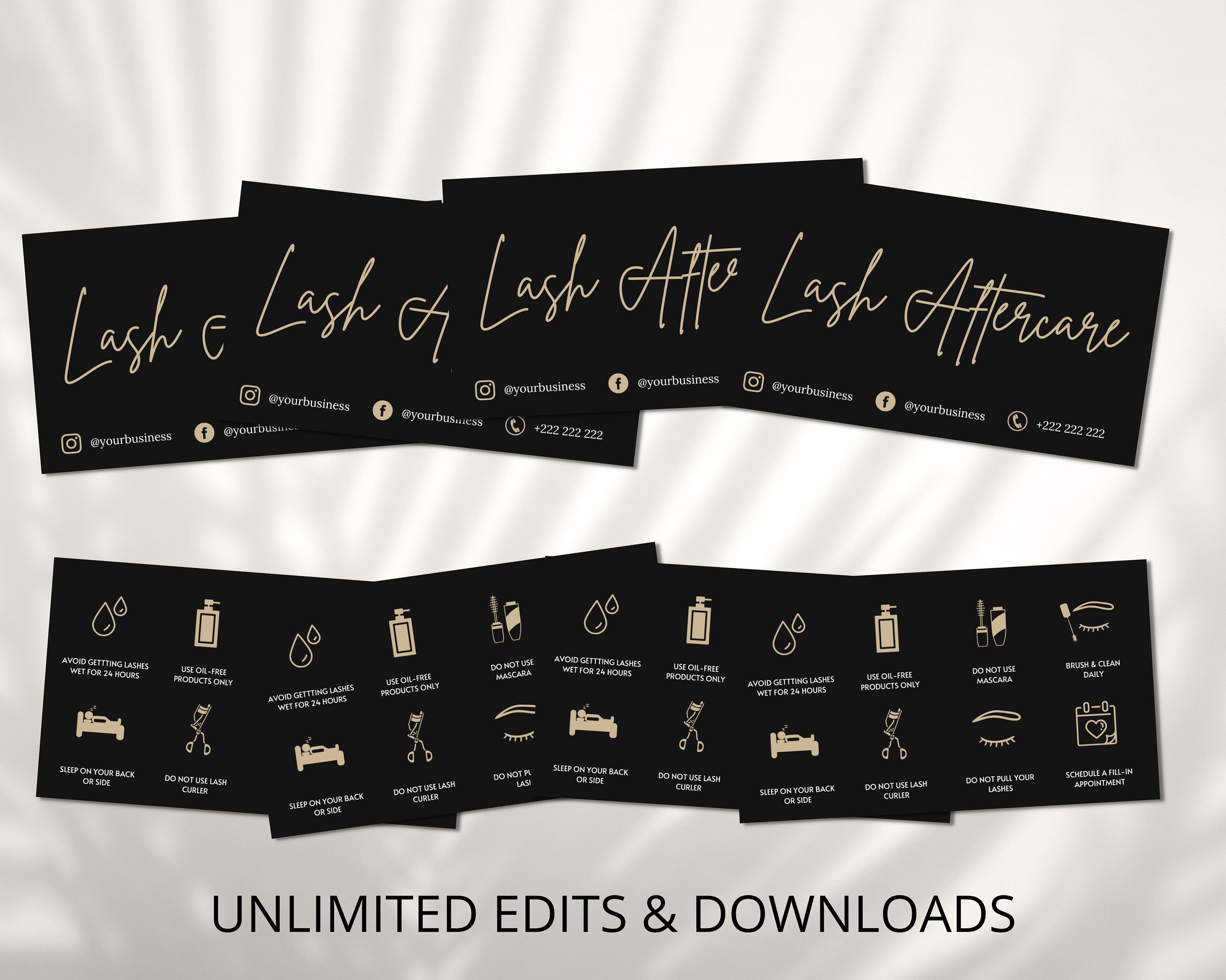 Lash Aftercare Card Template Printable Eyelash Care Cards - Etsy