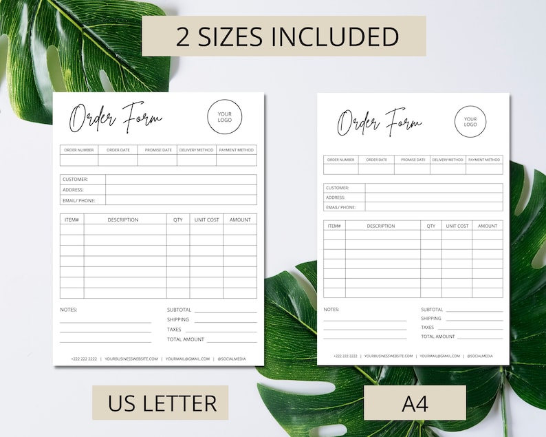 Editable Order Form Template Printable Small Business Order - Etsy