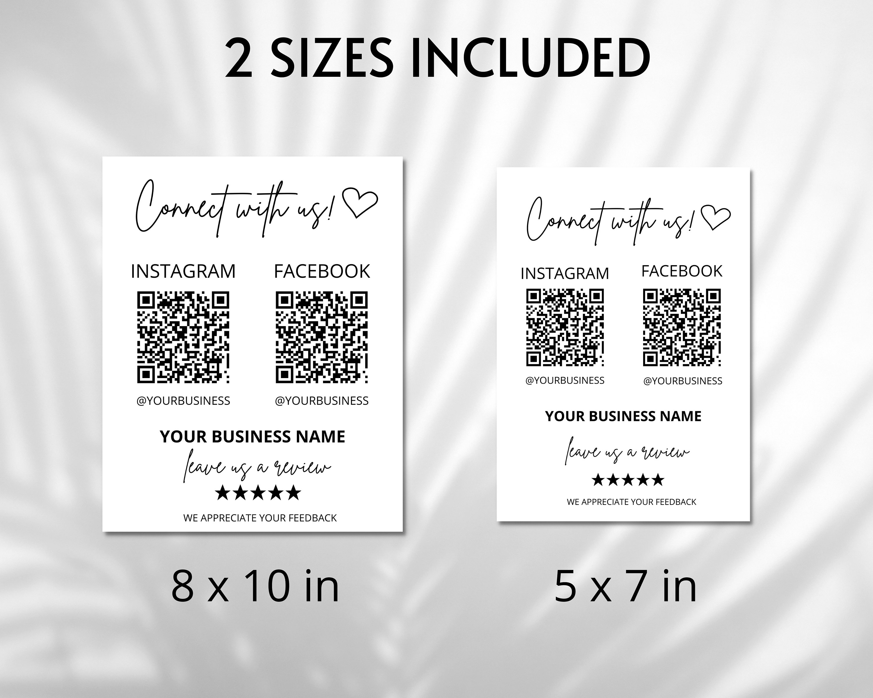 Editable Connect With Us Template Social Media QR Code Sign - Etsy ...