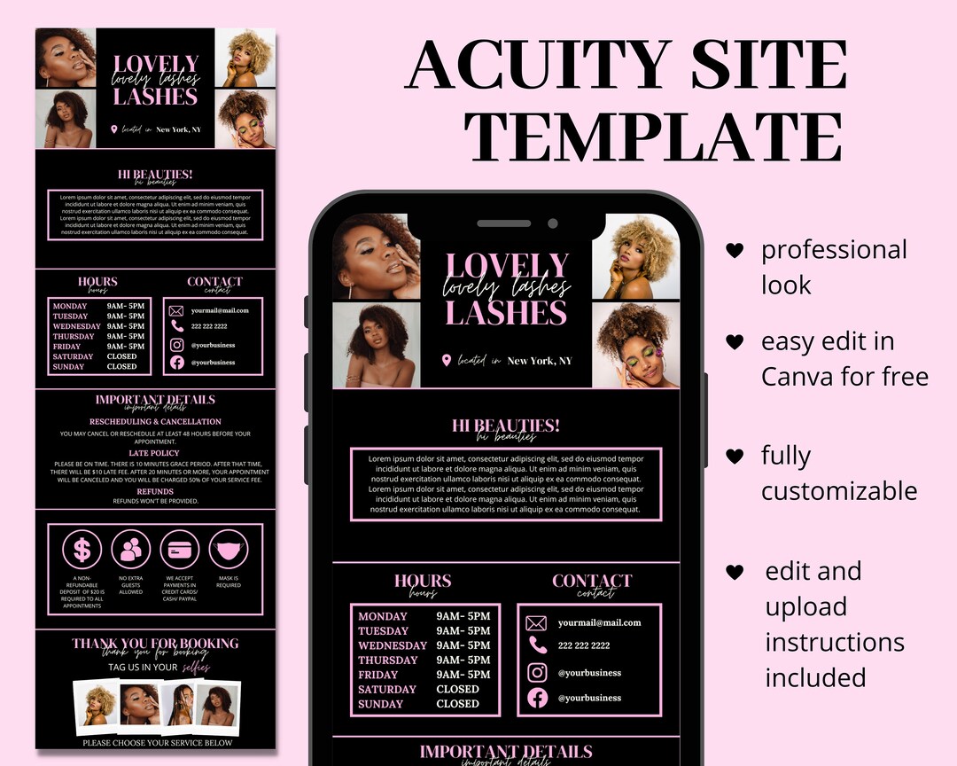 Acuity Scheduling Template, Acuity Booking Site, DIY Acuity Design ...