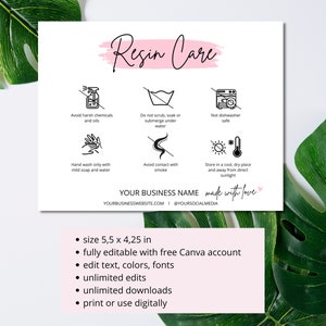 Resin Care Card Template, Resin Product Care Instructions Guide ...