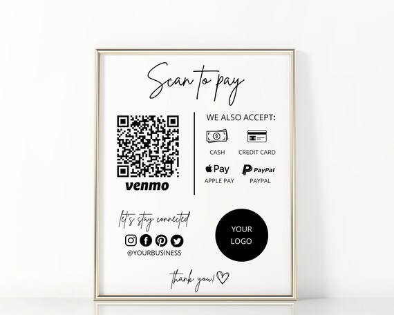 Editable Scan to Pay Template QR Code Sign Template - Etsy