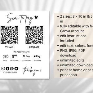 Payment Sign & Price List Template Bundle, QR Code Sign Template ...