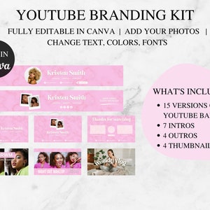 Youtube Branding Kit, Editable Youtube Banner, Intro, Outro, End Screen ...