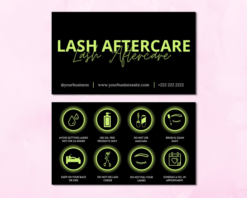 Lash Aftercare Card Template Printable Eyelash Care Cards - Etsy