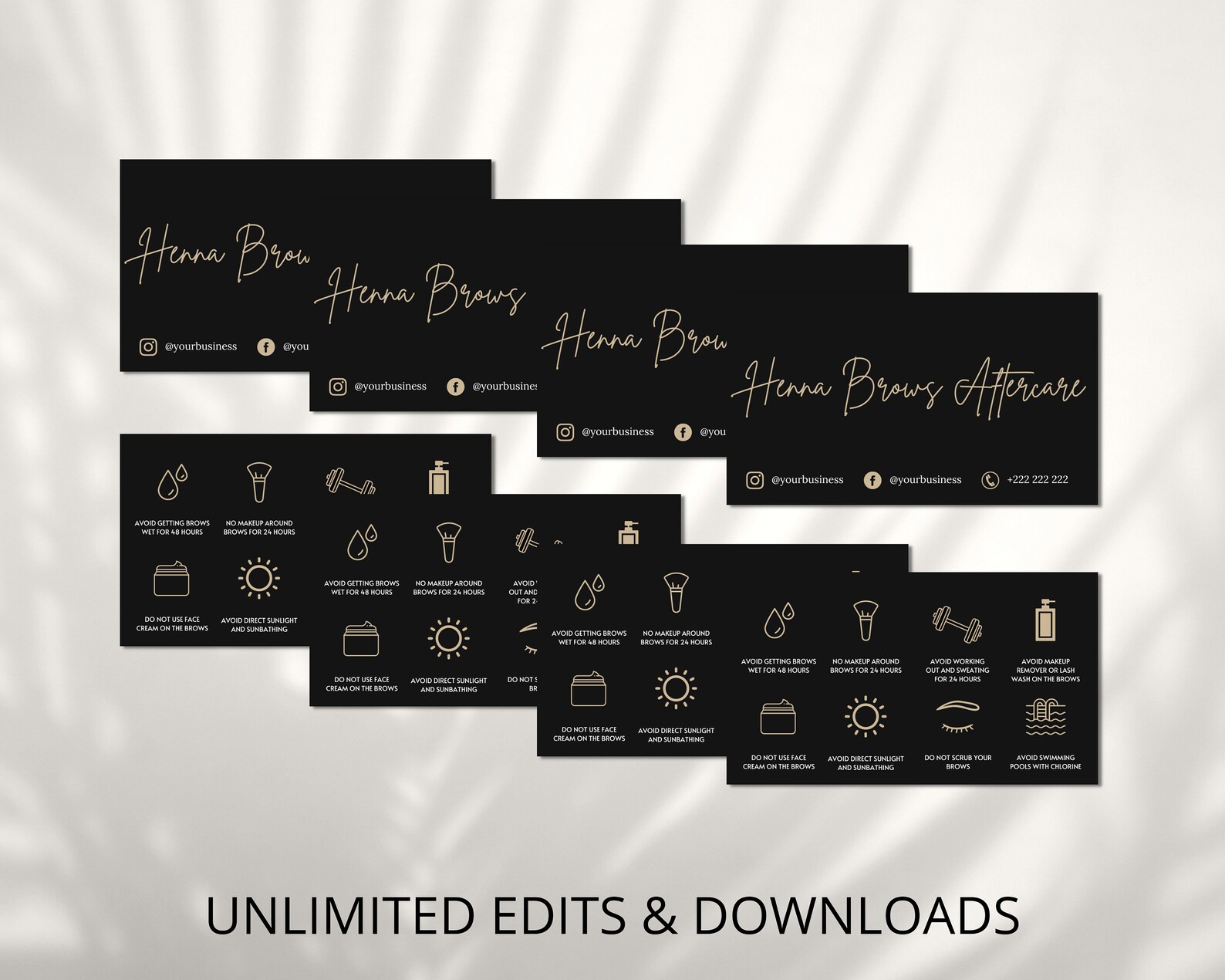 Henna Brows Aftercare Card Template, Editable Henna Brow After Care ...