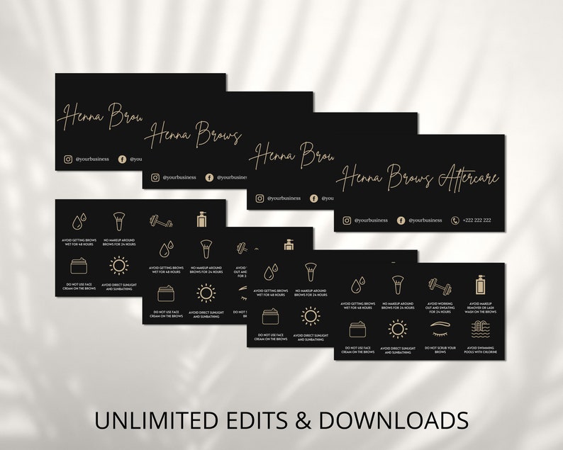 Henna Brows Aftercare Card Template, Editable Henna Brow After Care ...