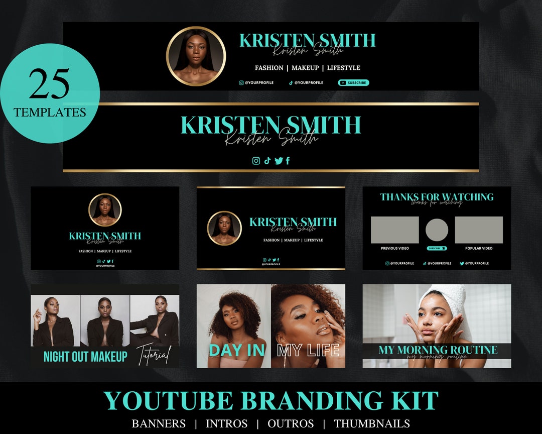 Youtube Branding Kit, Editable Youtube Banner, Intro, Outro, End Screen ...