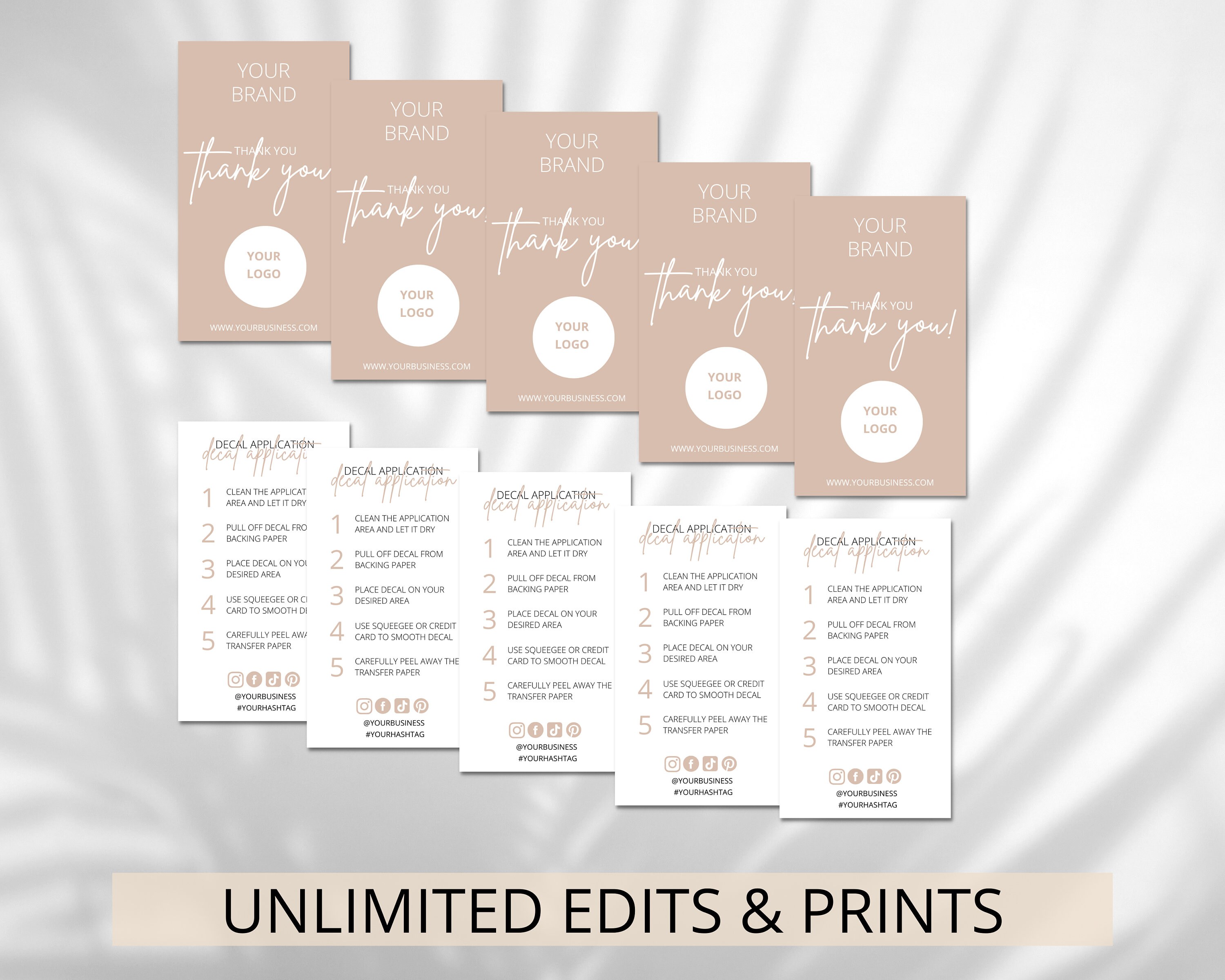 Decal Application Card Template Decal Instructions Template - Etsy