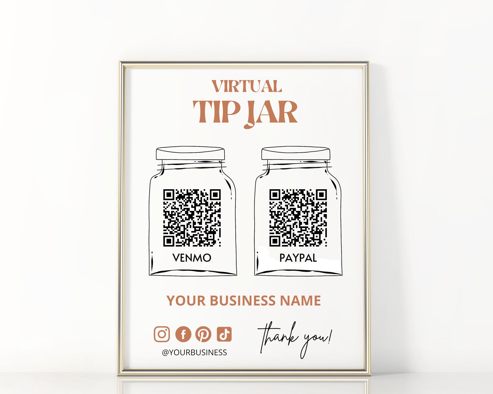 Virtual Tip Jar Sign Template QR Code Sign Template Venmo - Etsy