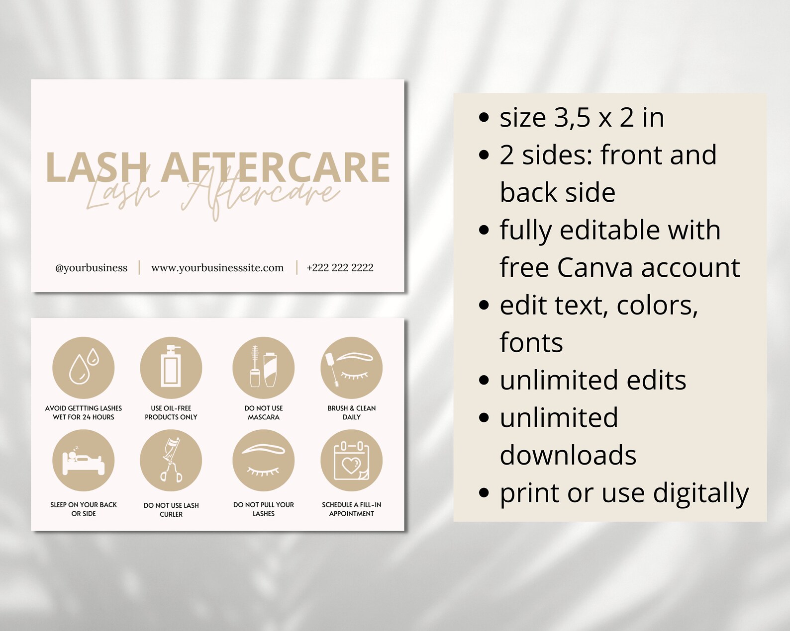 Lash Aftercare Card Template Printable Eyelash Care Cards - Etsy