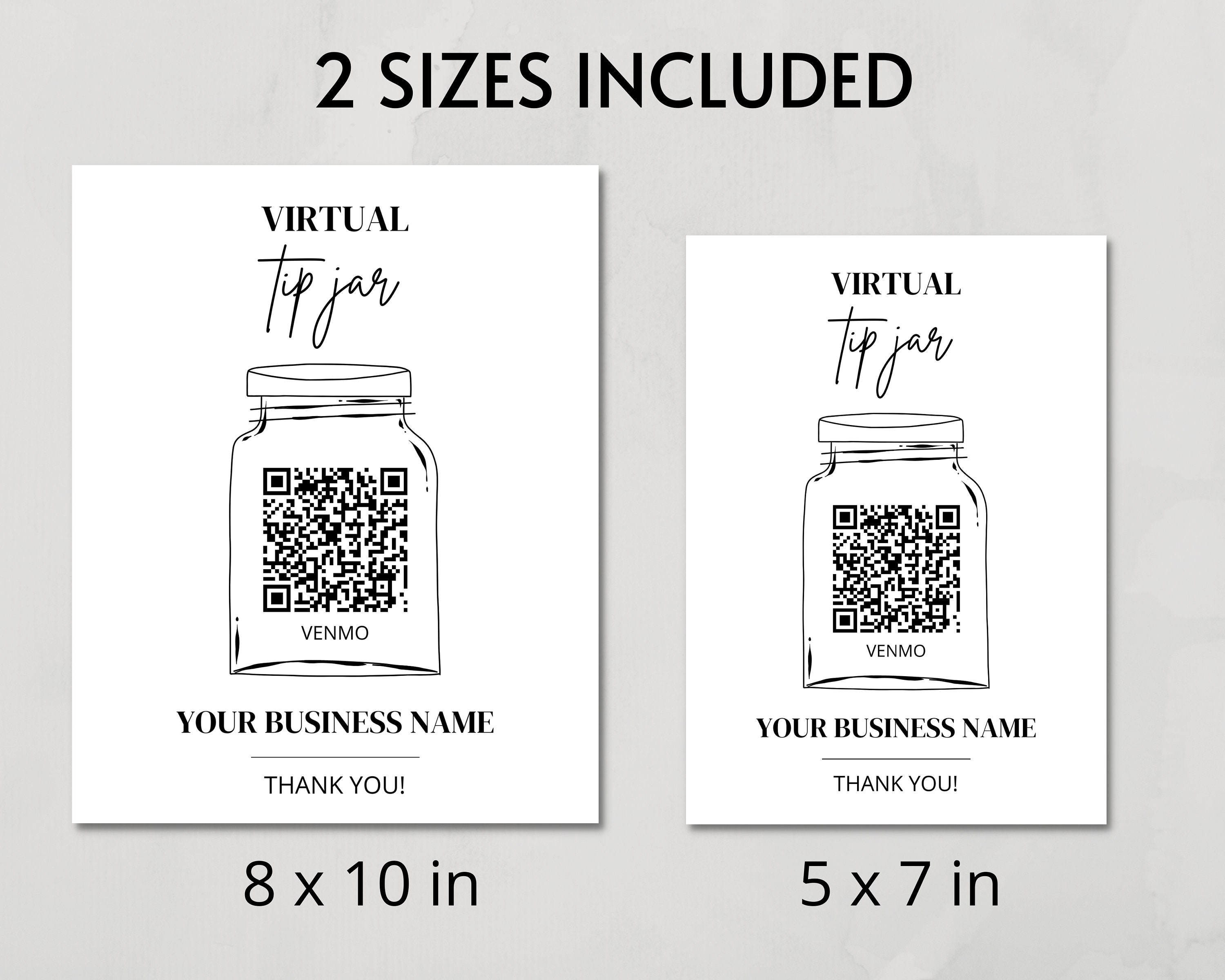 Virtual Tip Jar Sign Template QR Code Sign Template Venmo - Etsy