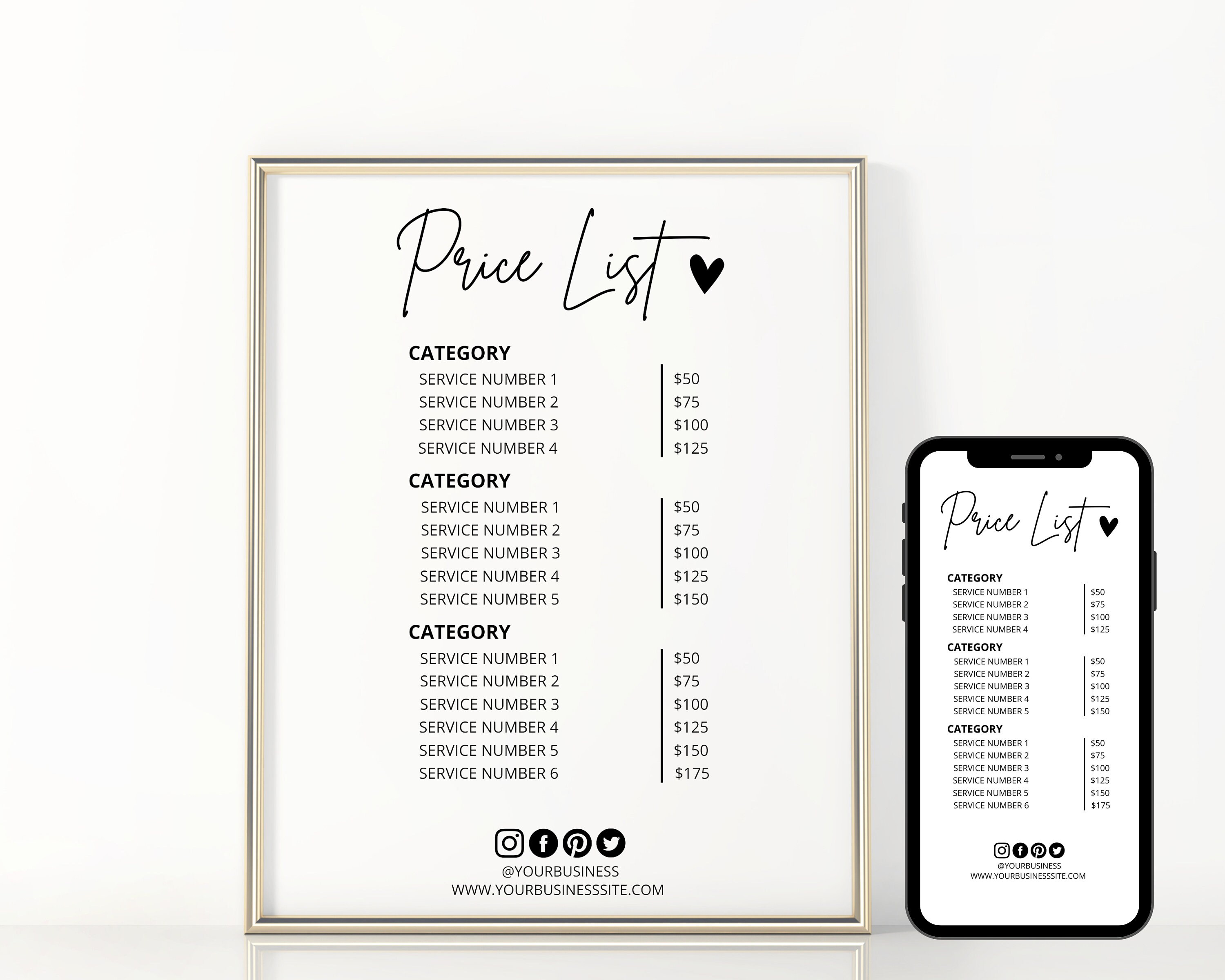 Payment Sign & Price List Template Bundle, QR Code Sign Template ...