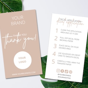 Decal Application Card Template, Decal Instructions Template, Decal ...