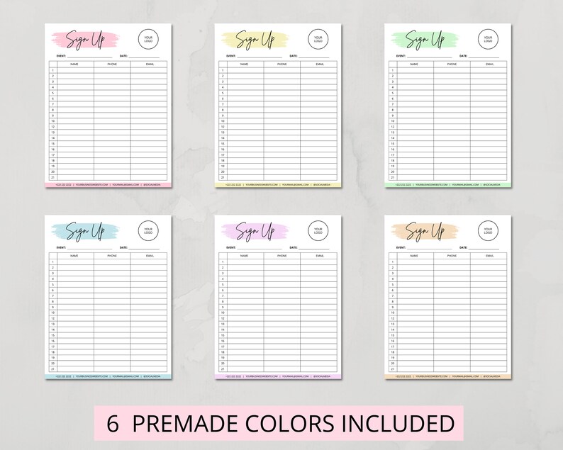 Editable Sign up Sheet Template Printable Sign up Template - Etsy