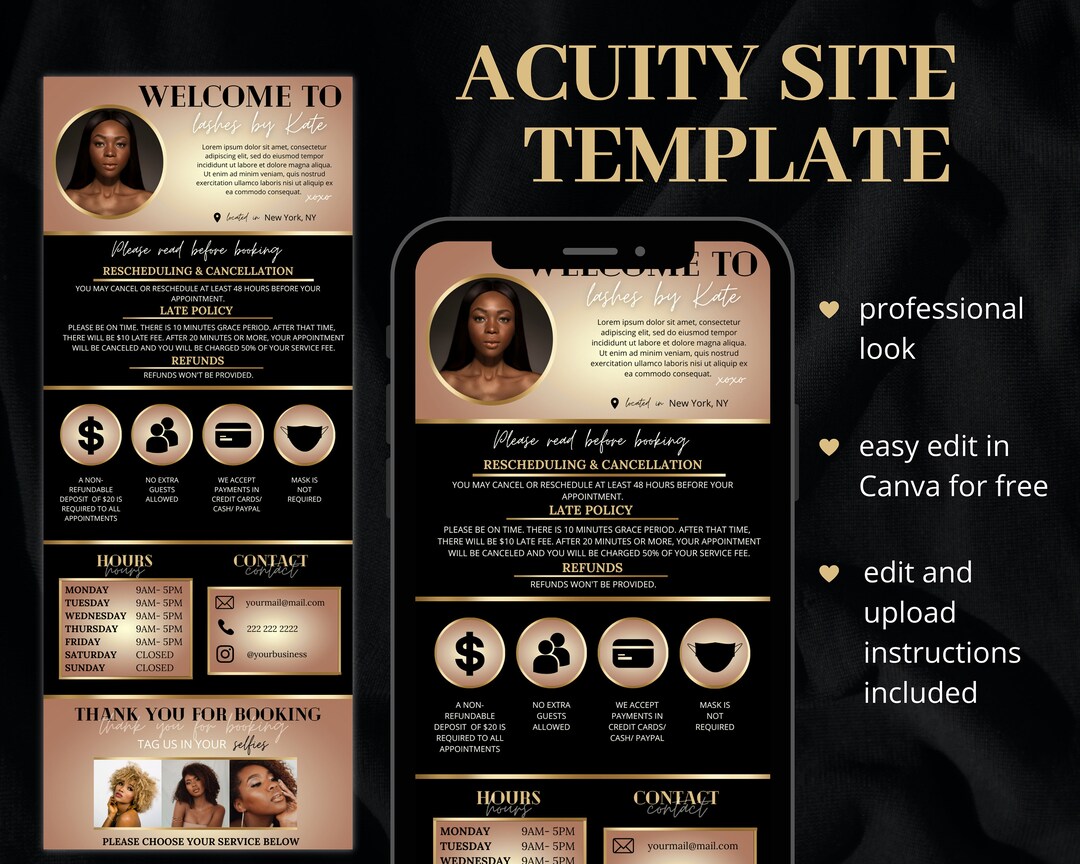 Acuity Scheduling Template, Acuity Booking Site, DIY Acuity Design ...