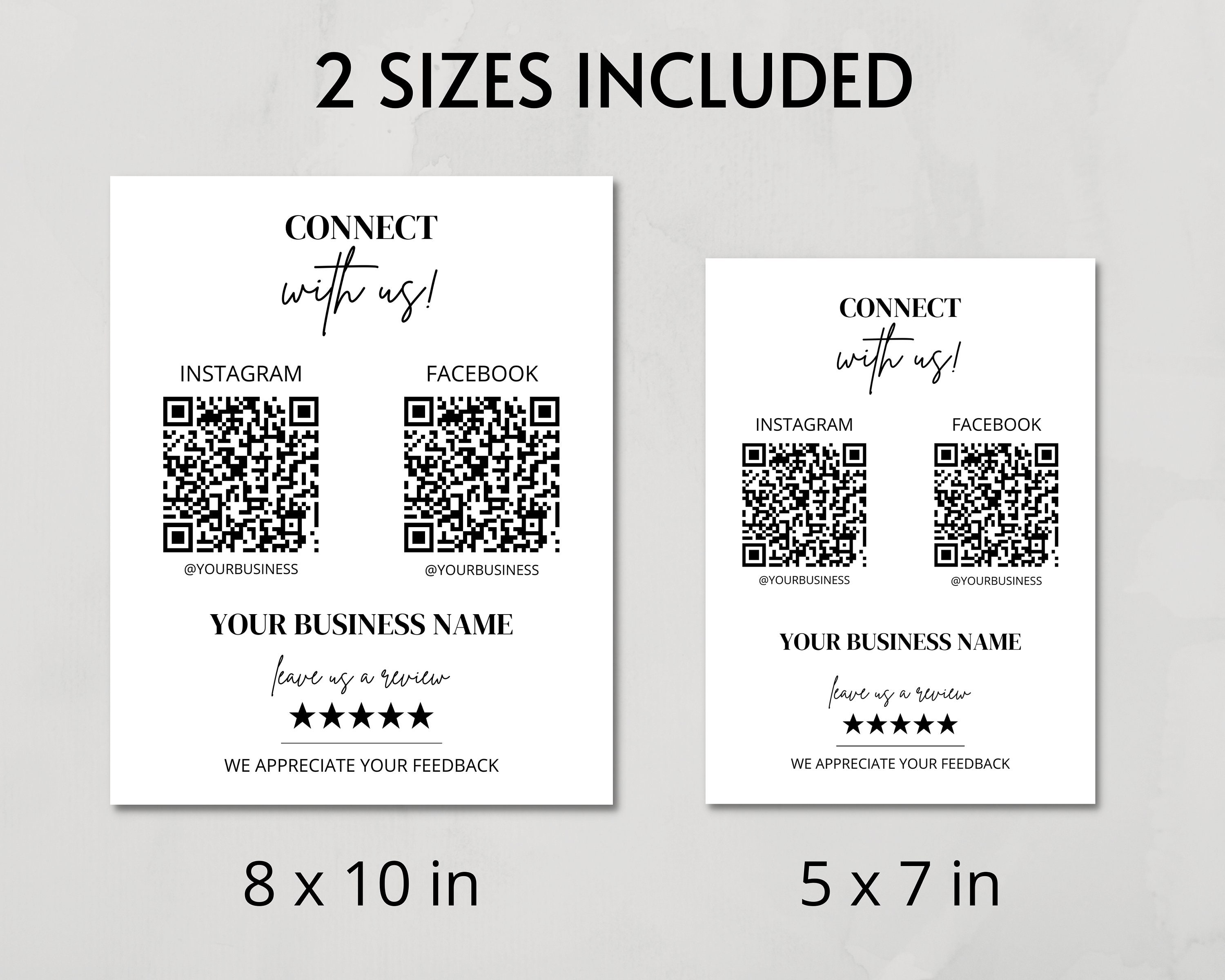 Editable Connect With Us Template Social Media QR Code Sign - Etsy