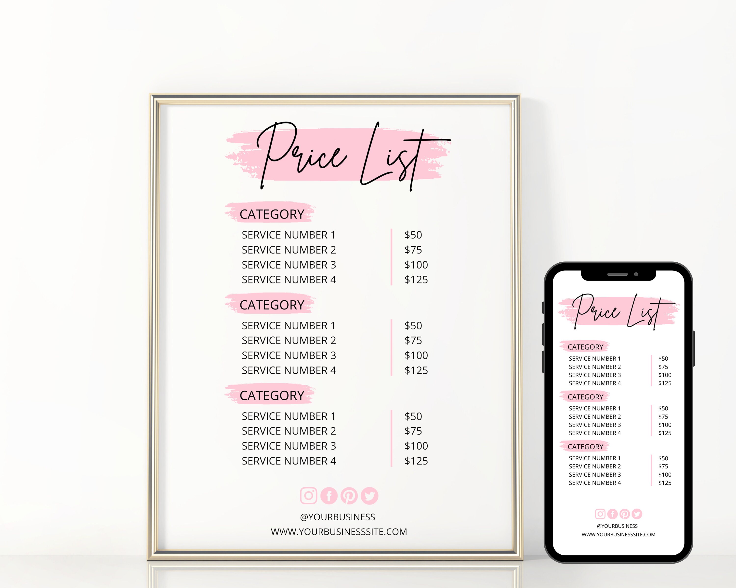 Payment Sign & Price List Template Bundle, QR Code Sign Template ...