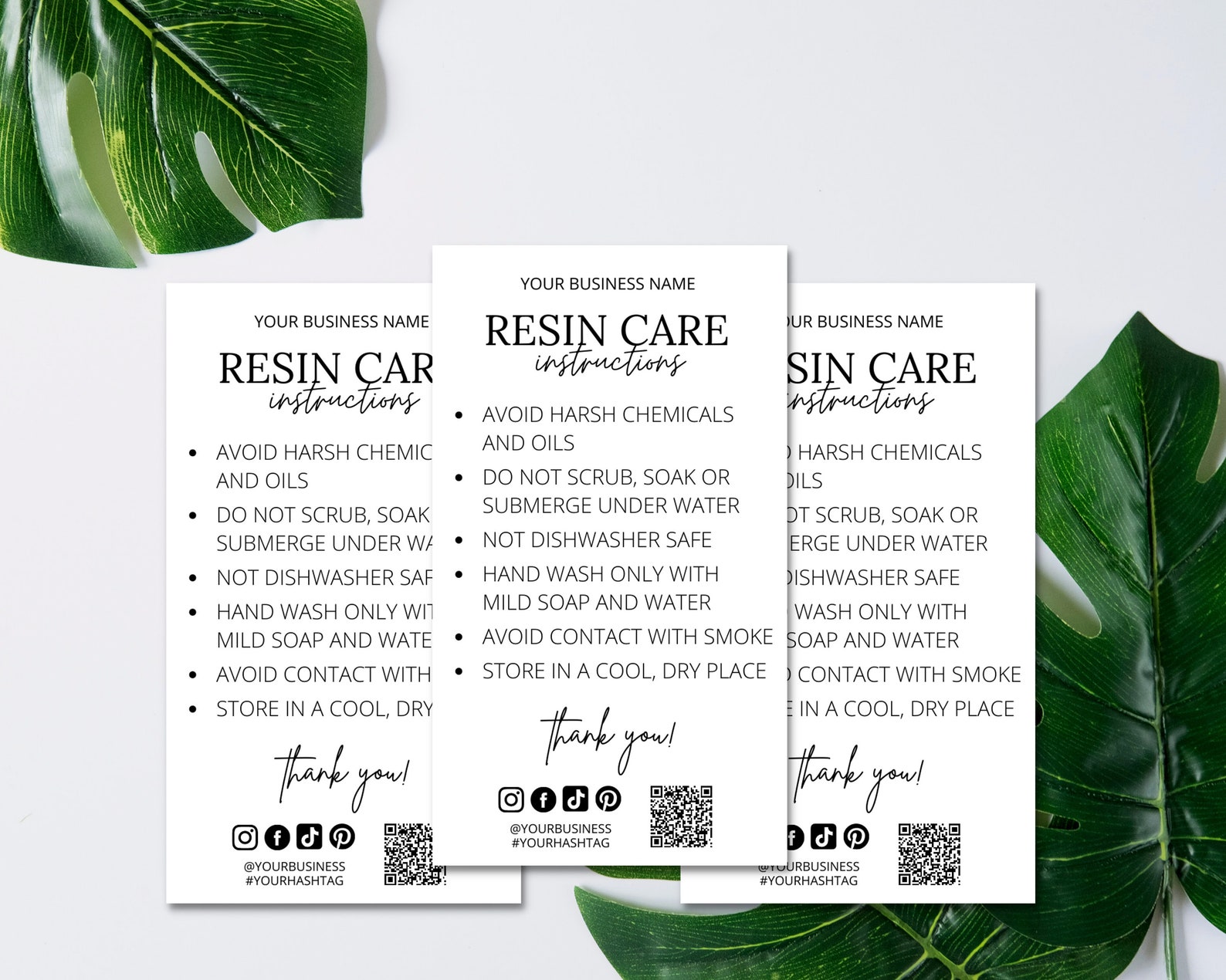 Resin Care Card Template Resin Product Care Instructions - Etsy