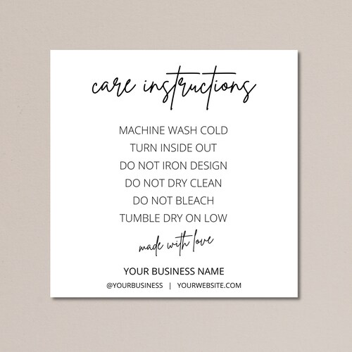 Editable Washing Instructions Printable Washing Instructions - Etsy ...