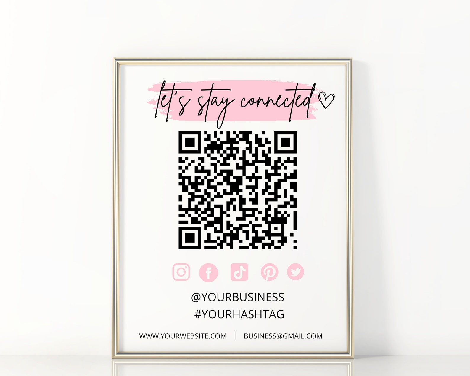 Editable Let's Stay Connected Template, Social Media QR Code Sign ...