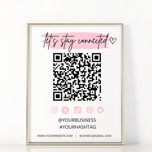 Editable Let's Stay Connected Template, Social Media QR Code Sign ...