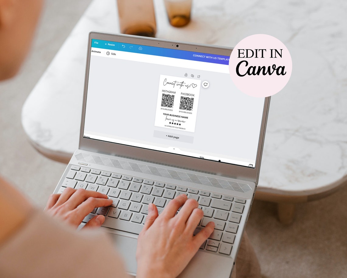 Editable Connect With Us Template Social Media QR Code Sign - Etsy