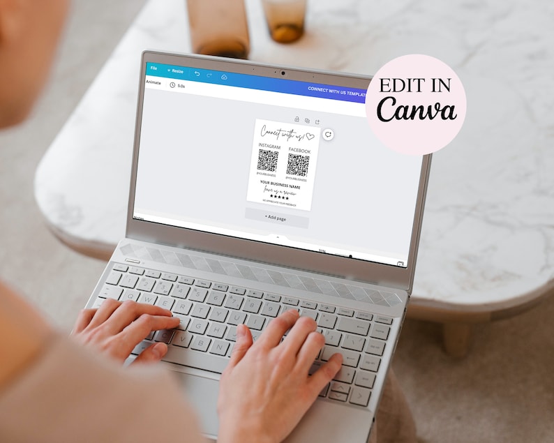Editable Connect With Us Template Social Media QR Code Sign - Etsy