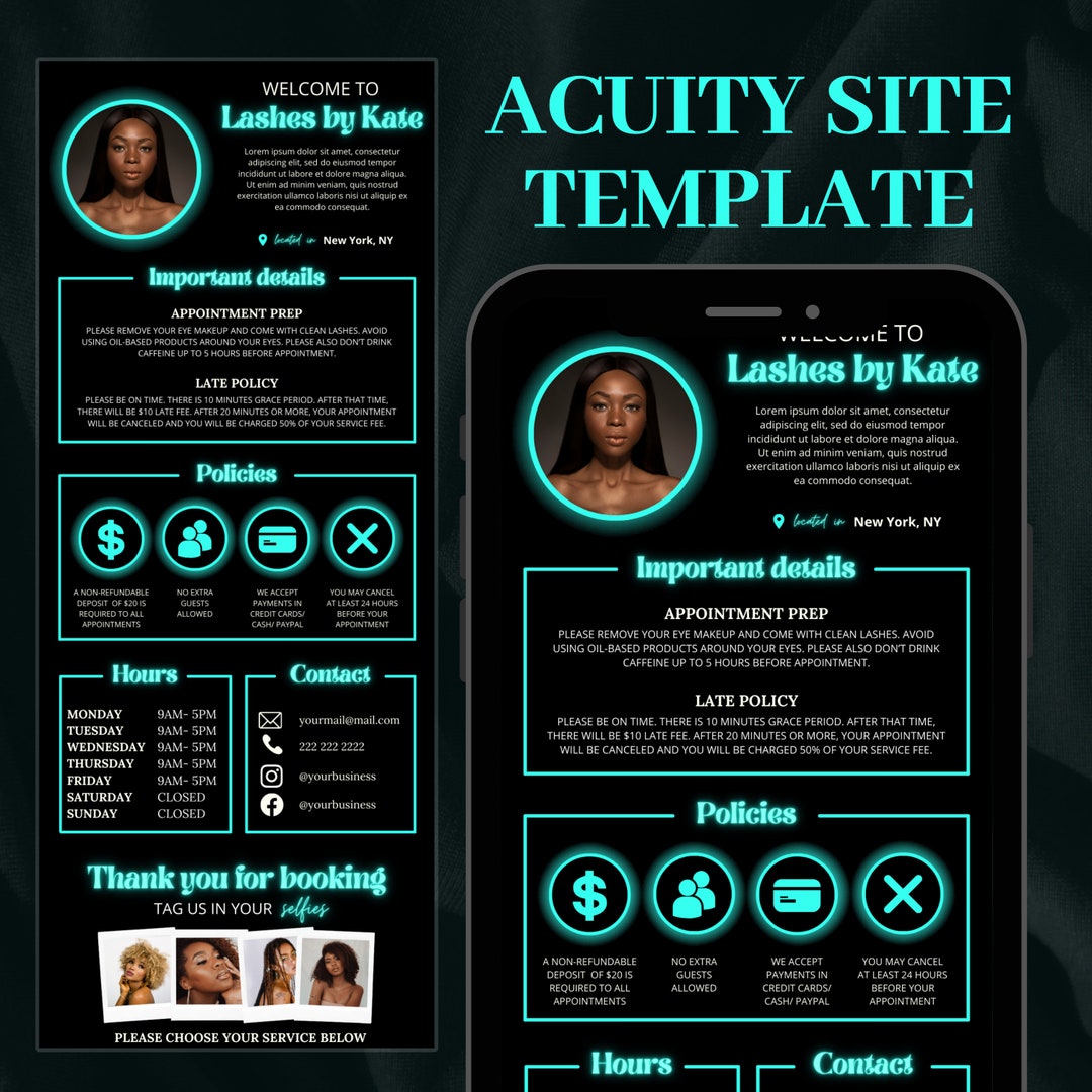 Neon Acuity Scheduling Template, DIY Booking Site Template, Acuity ...