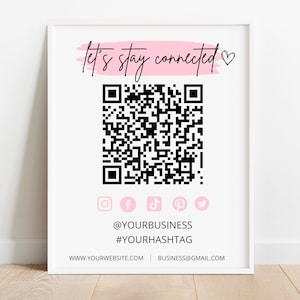 Editable Let's Stay Connected Template, Social Media QR Code Sign ...