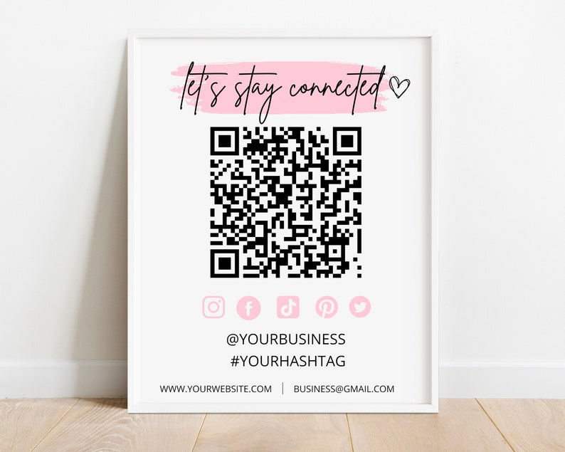 Editable Let's Stay Connected Template Social Media QR - Etsy