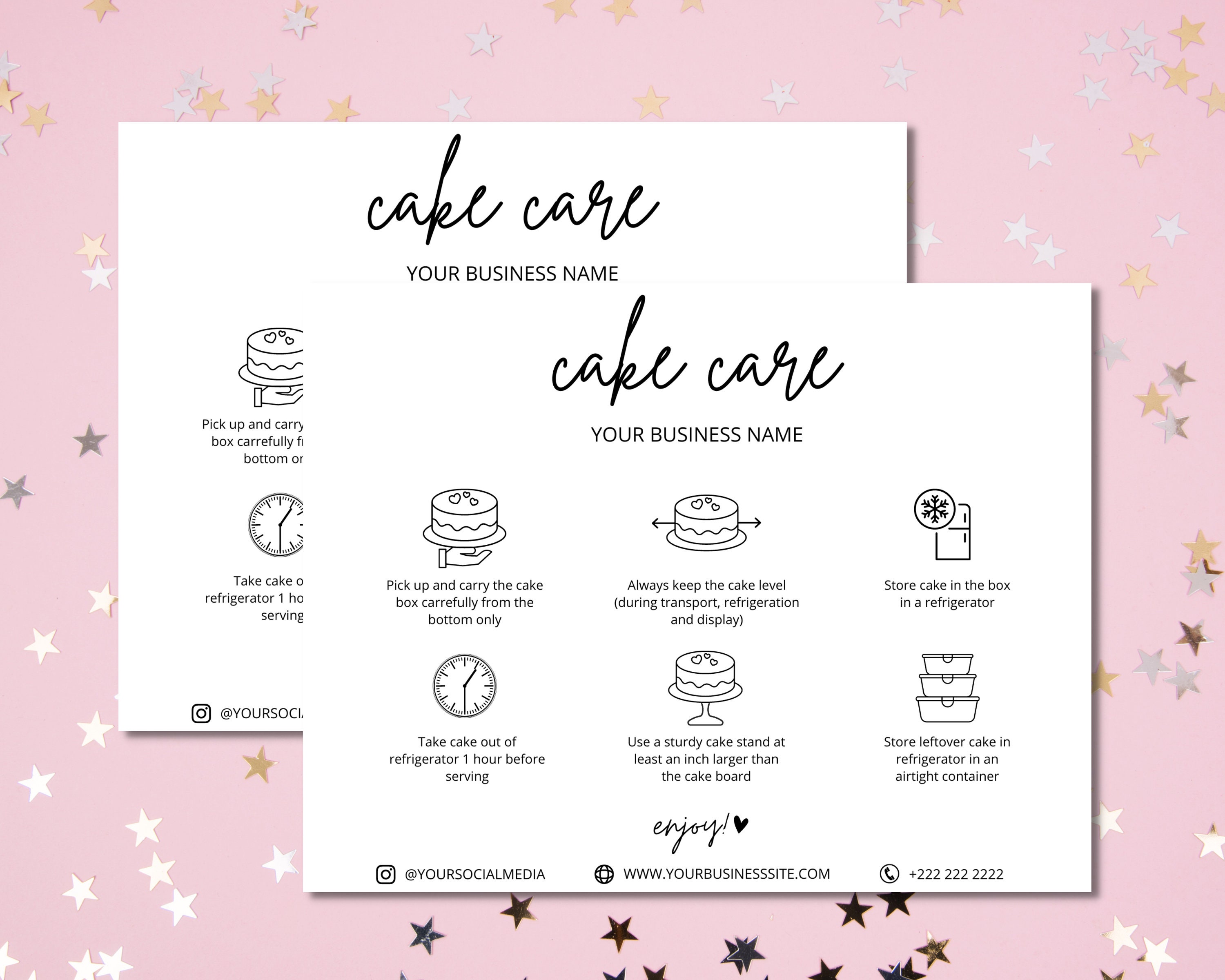 Minimalist Cake Care Card Template Cake Care Instructions - Etsy Canada