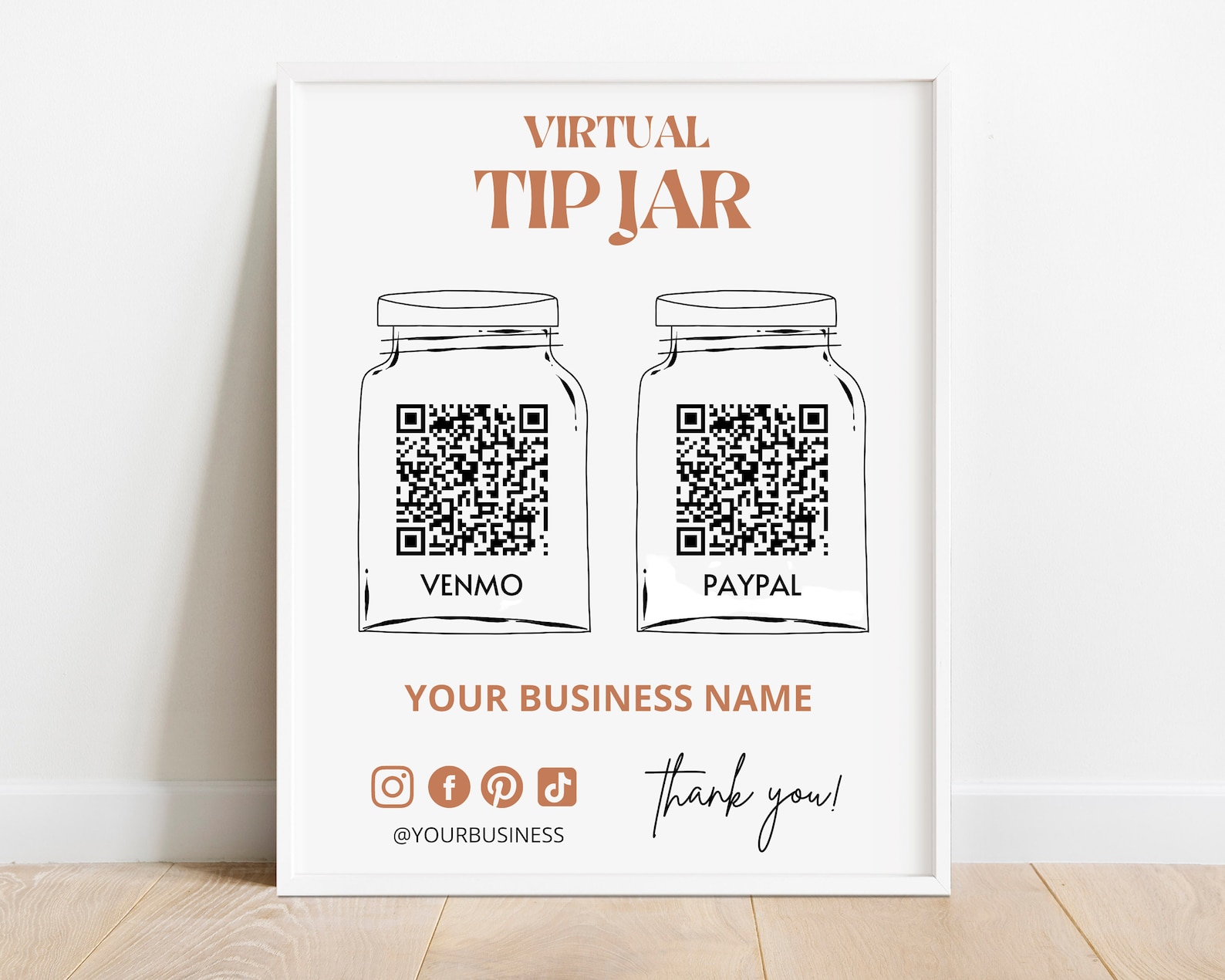 Virtual Tip Jar Sign Template QR Code Sign Template Venmo - Etsy