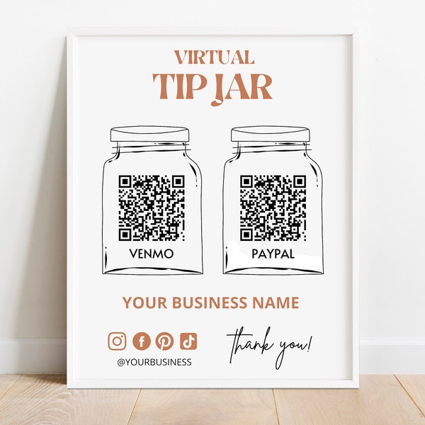 Tip Qr Code Sign Template - Etsy