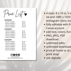 Payment Sign & Price List Template Bundle, QR Code Sign Template ...