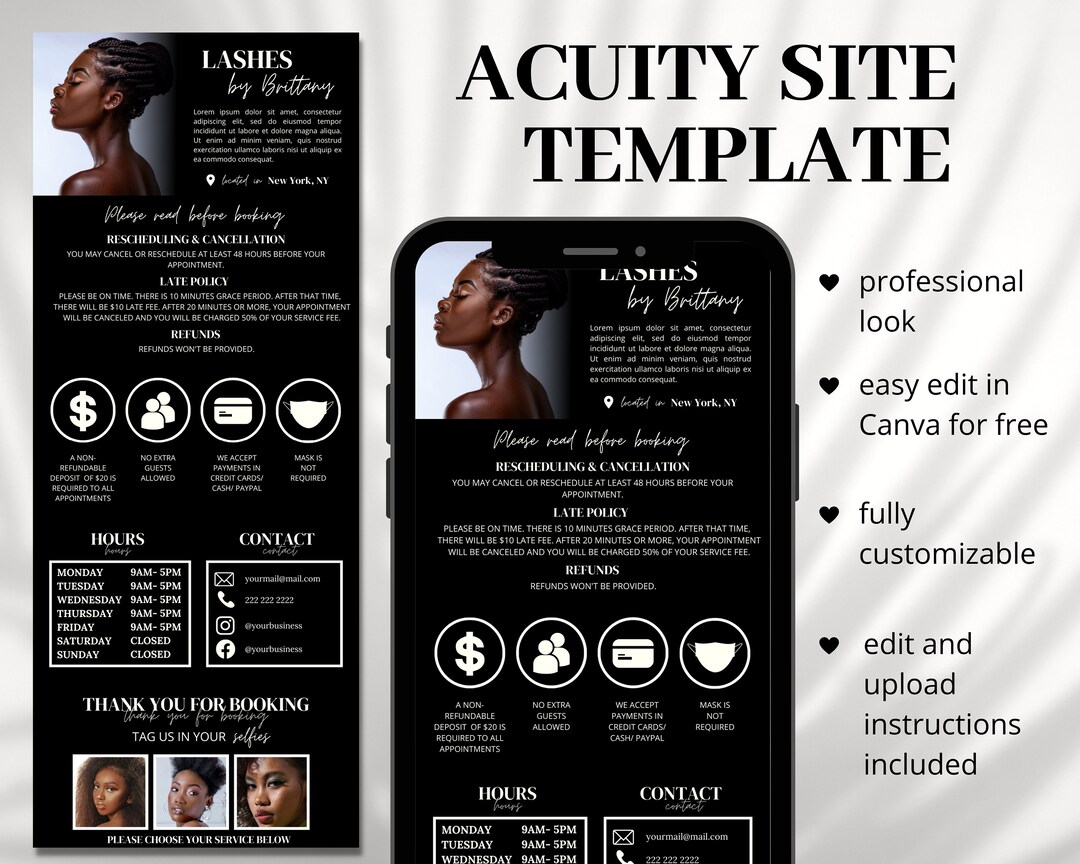 Acuity Scheduling Template, Acuity Booking Site, DIY Acuity Design ...