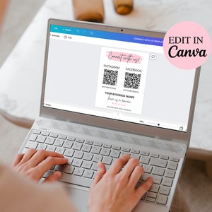 Editable Connect With Us Template, Social Media QR Code Sign Template ...