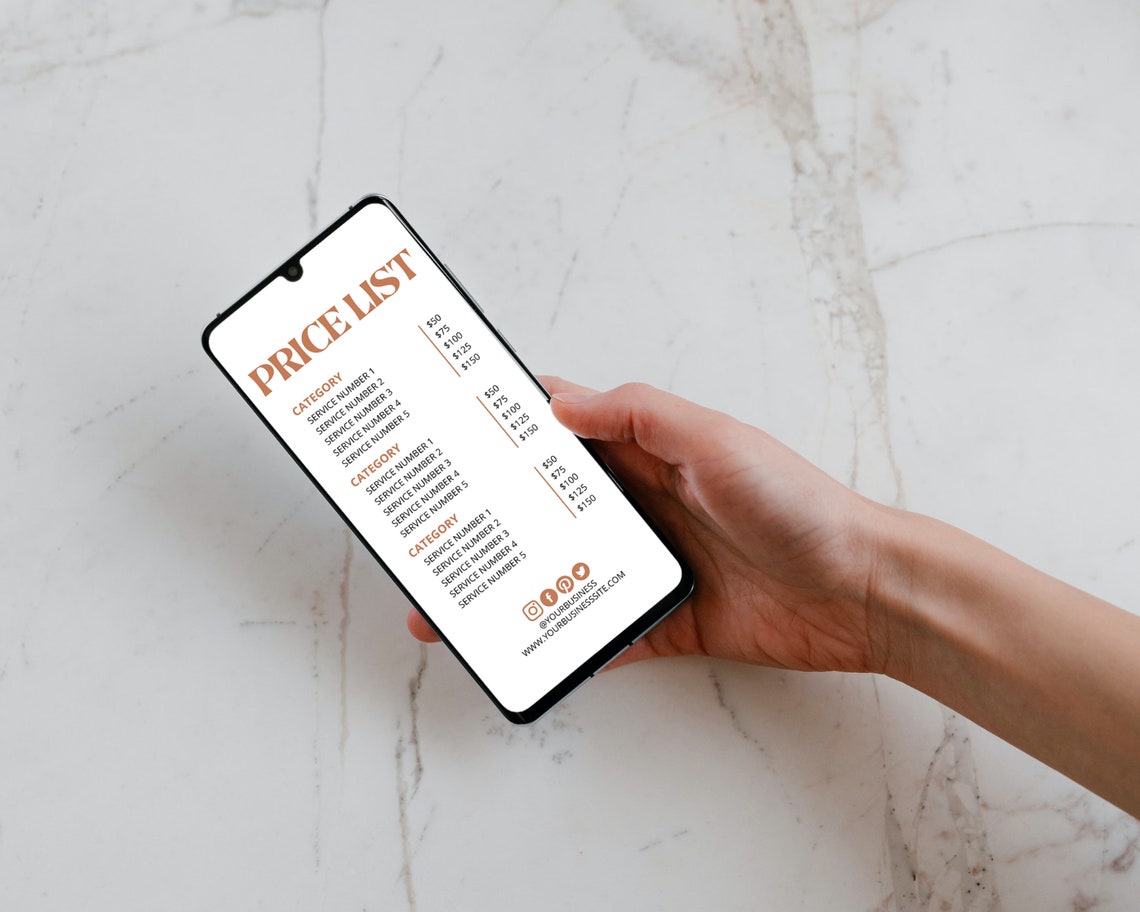 Printable & Electronic Price List Template Salon Price List - Etsy