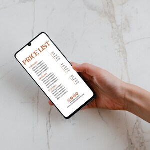 Printable & Electronic Price List Template, Salon Price List, Price ...