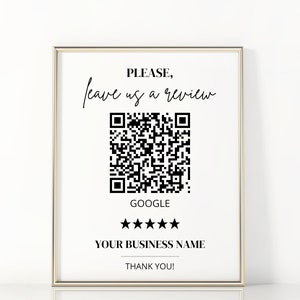Editable Leave Us A Review Template, Social Media QR Code Sign Template ...