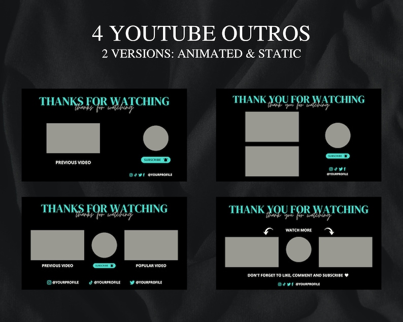 Youtube Branding Kit, Editable Youtube Banner, Intro, Outro, End Screen ...