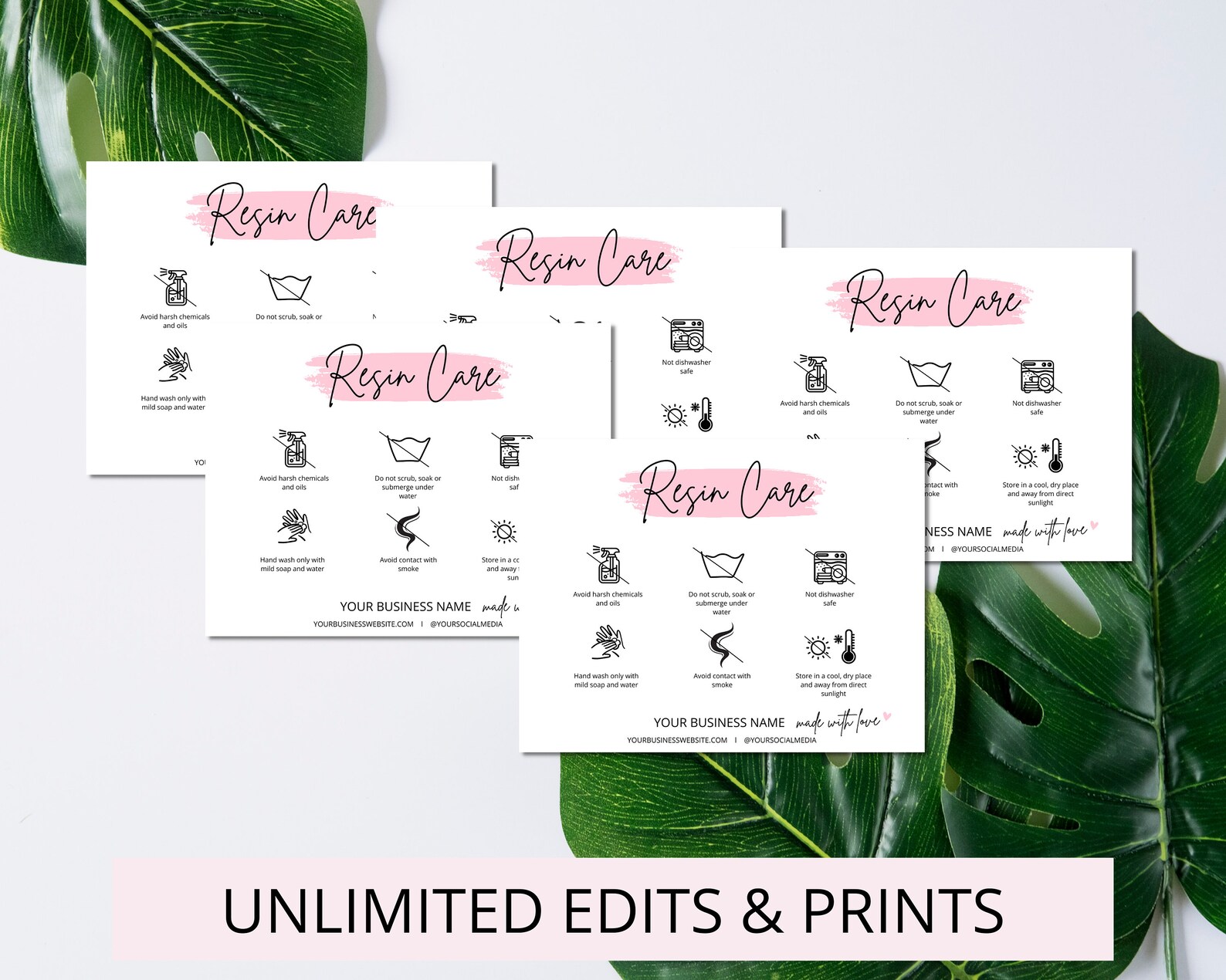 Resin Care Card Template, Resin Product Care Instructions Guide ...