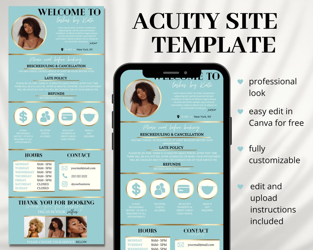 Acuity Scheduling Template, Acuity Booking Site, DIY Acuity Design ...