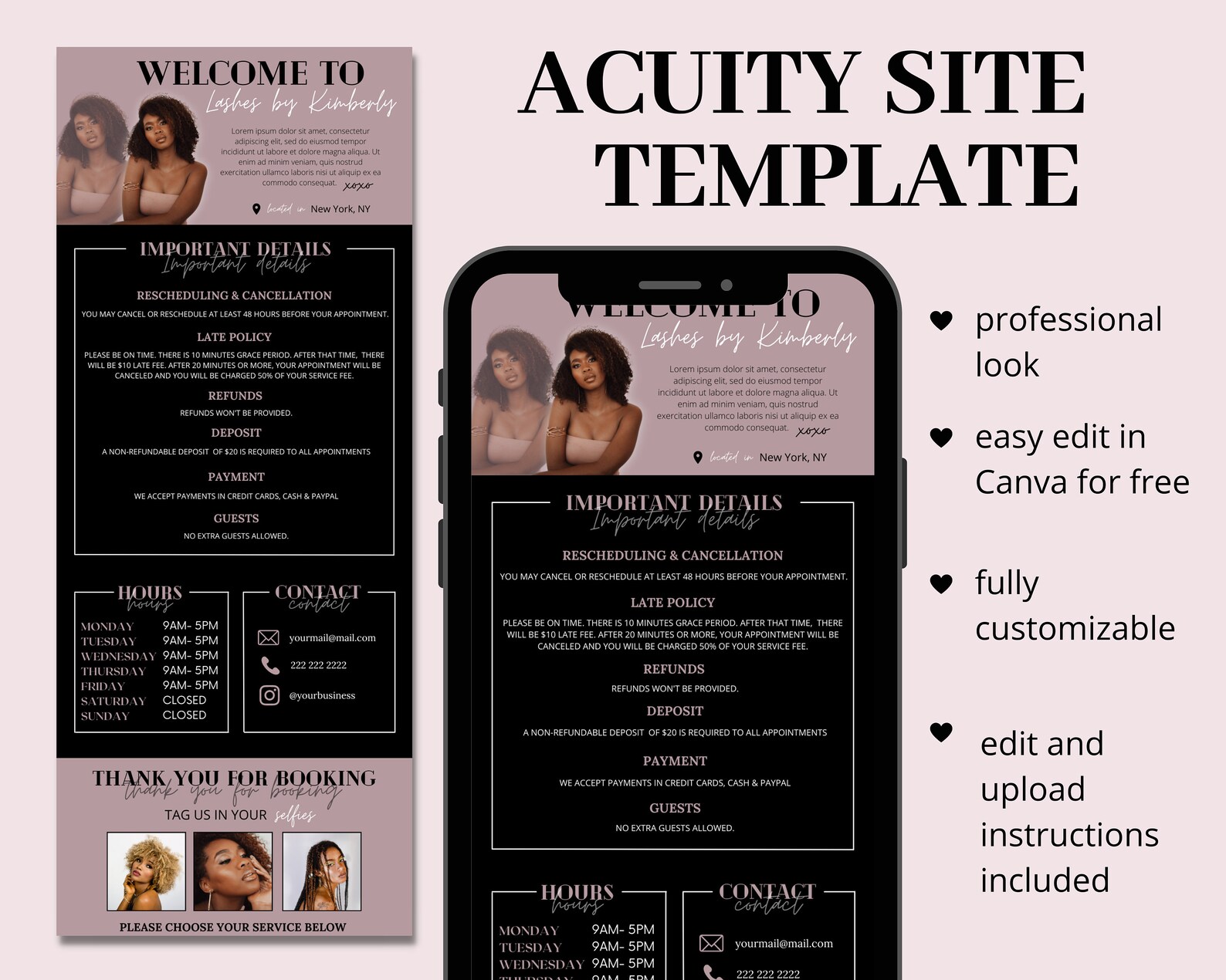 Acuity Scheduling Template Acuity Booking Site DIY Acuity - Etsy