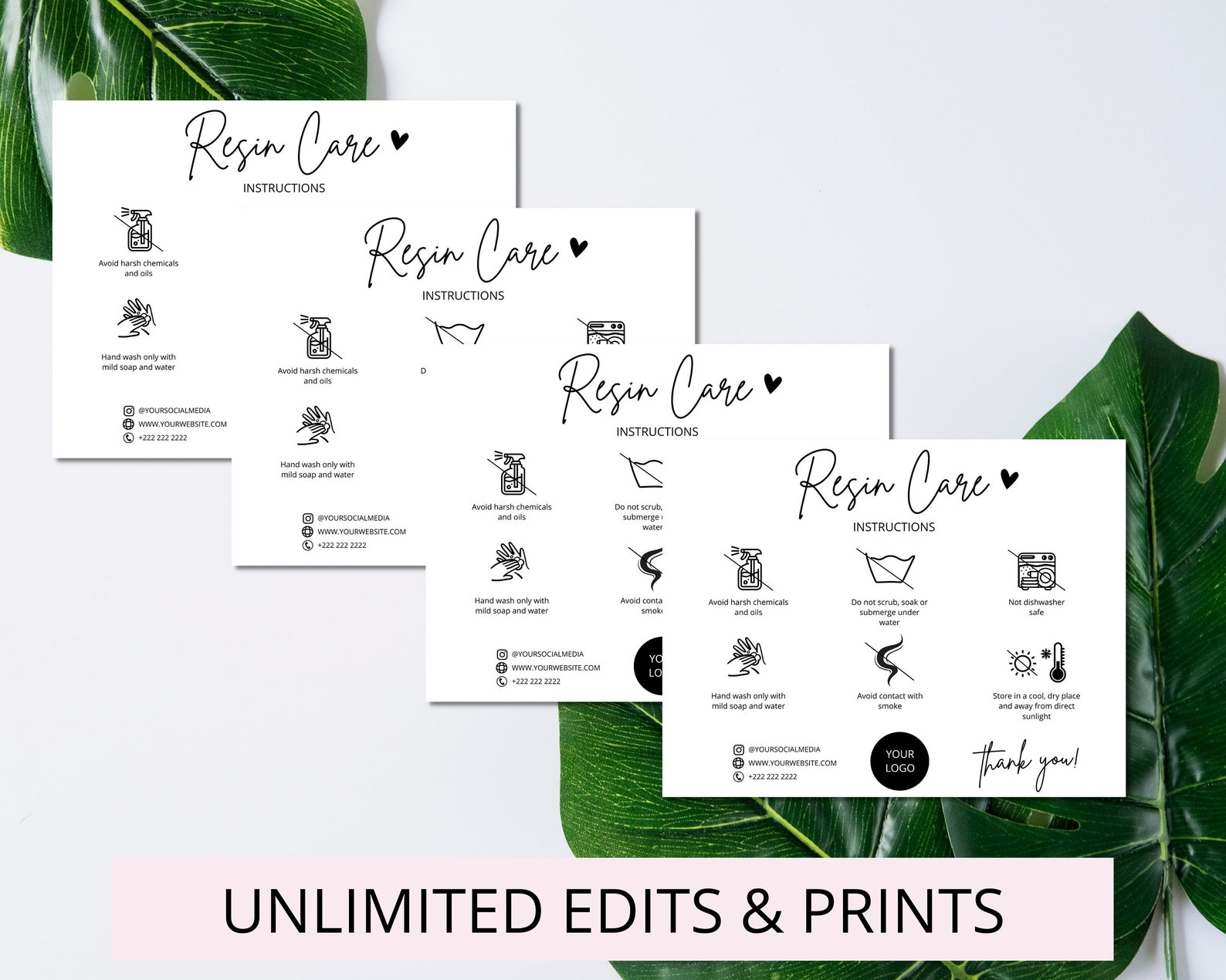 Resin Care Card Template, Resin Product Care Instructions Guide ...